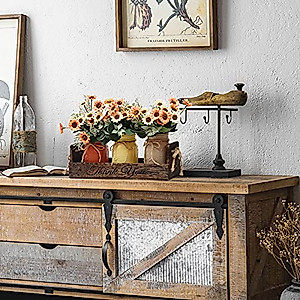 DUOER Mason Jar Centerpiece for Table Decorative Wood Tray with 3 Painted Jars Rustic Farmhouse Decor Centerpiece for Home Kitchen Dinning Living Room Decor,Brown