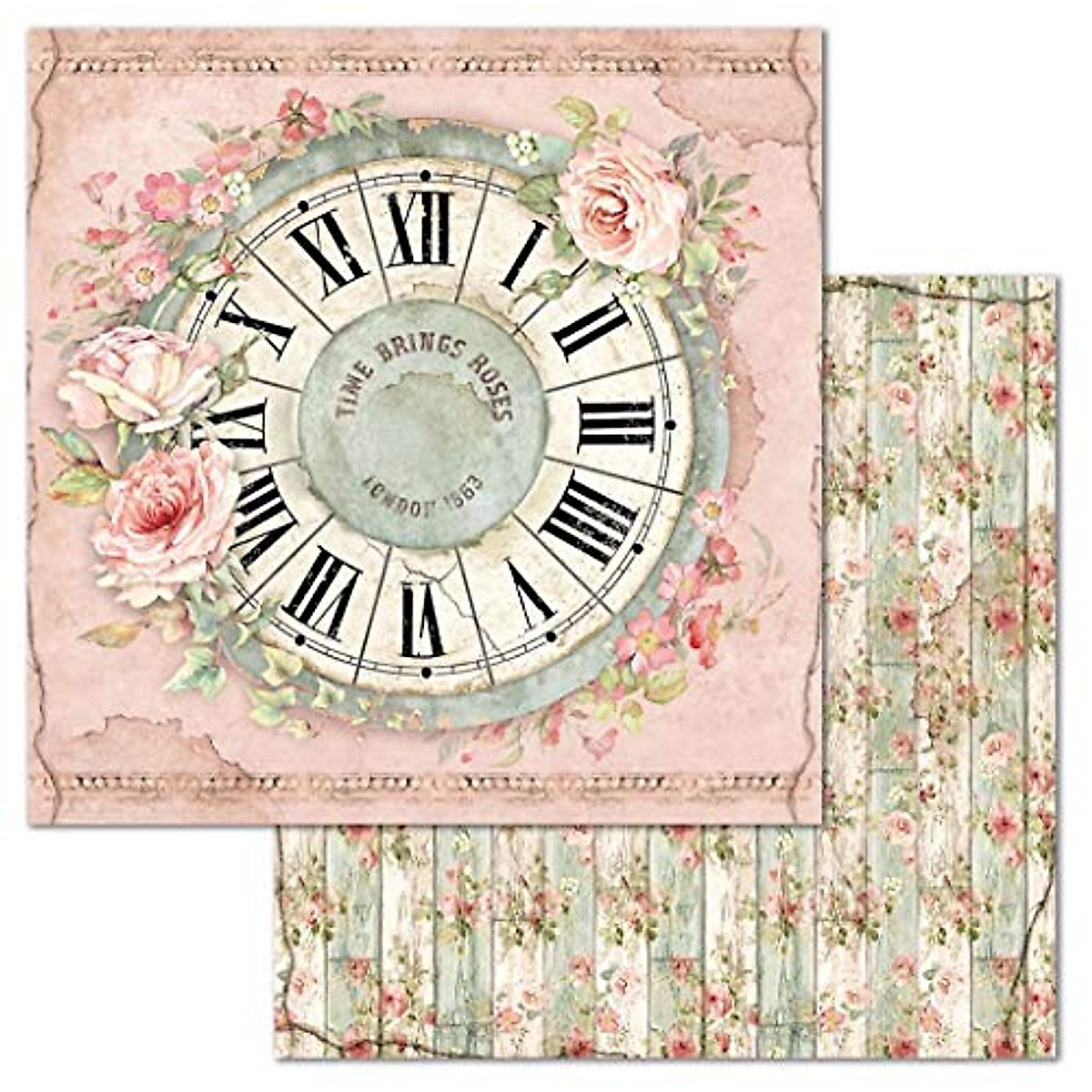 STAMPERIA INTERNATIONAL, KFT PAPER PAD 8X8 10PK HOUSE ROSE, 20.3 x 20.3 (8" x 8"), Multicoloured