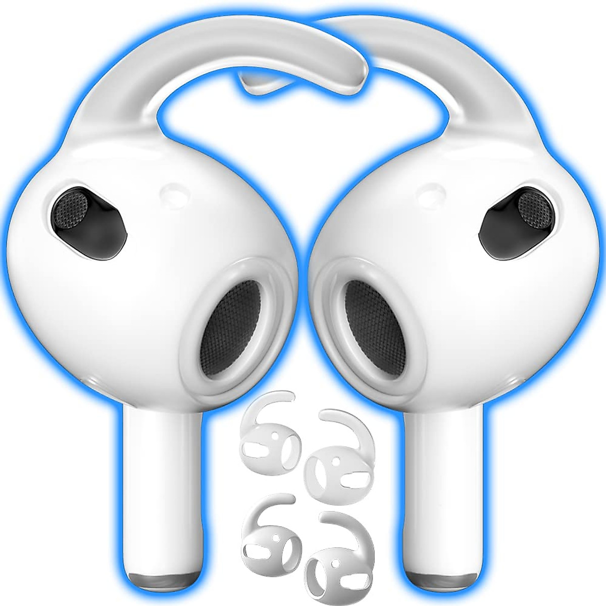 CharJenPro Patented Ear Hooks for AirPods Pro and AirPods 3 (3rd Generation). Stays in Ears, Ultra Comfortable, Covers Never Falls Off. (White & Translucent)