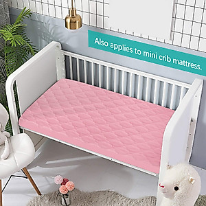 2 Pack Pack and Play Mattress Protector Sheets Fitted Waterproof Playard Mattress Pad Cover, Compatible with Graco Pack n Play & Dream On Me & Pamo Babe, Playpen/Playard Sheet, Pink&Aqua, 39" x 27"