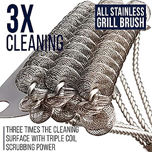 Shark BBQ Tongs and Bristle-Free Grill Cleaner with Scraper - Heavy Duty Barbecue Grilling Tong and Barbecue Cleaning Tool…