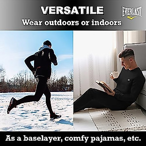 Everlast Mens Base Layer Set - Warm Underlayer Pants & Shirt - Lightweight Cold Weather Inner Wear - Full Body Winter Gear, Long Underwear & Pajamas, Medium Blue, Large