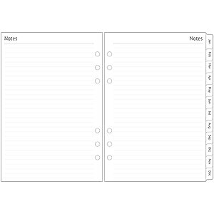 A5 Planner Inserts, Undated Weekly Planner Refills with Coated Monthly Tabs, Daily Schedule, Note Pages, Start Any Time