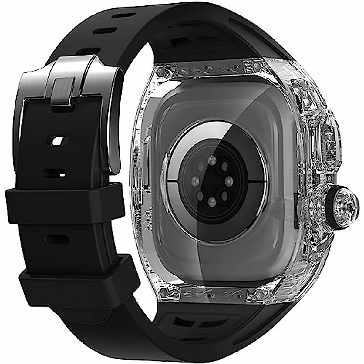 OTGKF Full Transparent Watch Case Silicone Strap Mod Kit，For Apple Watch Ultra 49mm，Mens Women Military Protection Bumper Watch Case Watch Replacement Sport Band Accessories (Color : H, Size : For 4