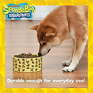 SpongeBob SquarePants for Pets Krabby Patty Dog Food Bowl, 6 Inch | Spongebob Dog Bowls, Ceramic Dog Bowls for Medium Sized Dogs and All Dogs, Food Bowl Holds 3.5 Cups, Yellow, FF16932
