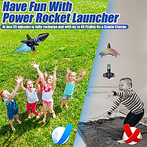 Loheer Rocket Launcher for Kids, Motorized Air Rocket Toy for Ages 8-12, Launch Rocket up to 164 ft, Fun Outdoor Toy, Self-Launching Rocket Toys for Kids Age 8-12, Ideal Birthday