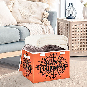 YETTASBIN Halloween Spider Storage Basket with Lid and Handles, Large Collapsible Fabric Storage Bins Sturdy Storage Organizer for Shelves, Closet, Bedroom, School, Office, Home Decor