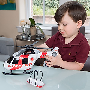 Sunny Days Entertainment Maxx Action Large Helicopter - Lights and Sounds Vehicle with Motorized Turbine and Spinning Rotors
