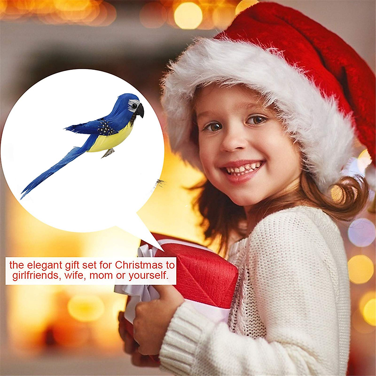 ZCFGUOI 4 Pcs Artificial Simulation Foam Feather Parrot, Mini Sparrow Ornaments with Metal Clip, DIY Craft for Wedding and Modern Home Garden Zoo Ornament