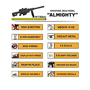 GoatGuns Miniature .50 Cal Barrett 82A1 Model in Black | 1:3 Scale Die Cast Metal