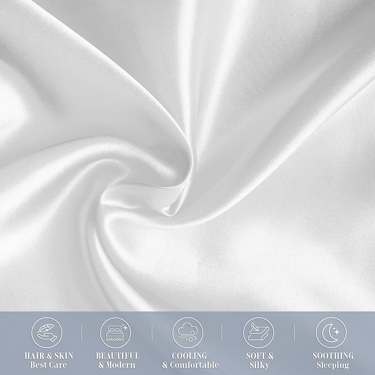 Elegant Comfort 4-Pack King Size Satin Pillowcase Set with Hidden Zipper Closure, White, 20" x 40"