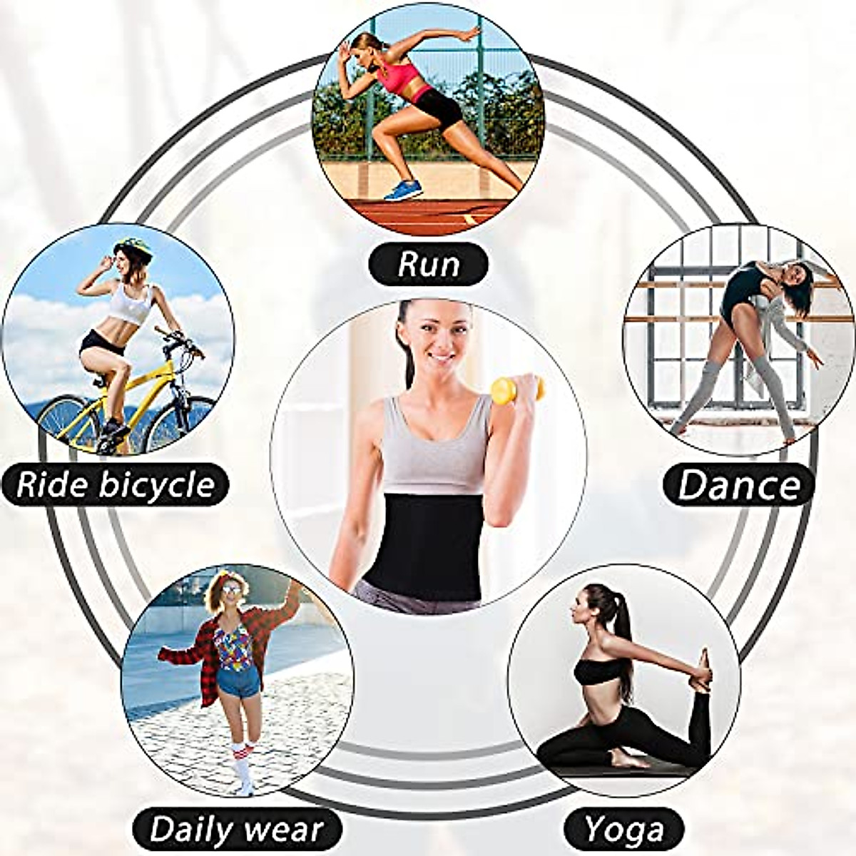 Geyoga Waist Trimmer Sweat Waist Trainer Wrap Stomach Wraps for Women Bodybuilding (Silver Inner,S)