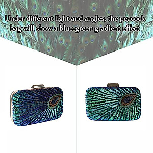 COAIMANEY Women's Vintage Beaded Sequin Peacock Clutch Purse Handmade Crossbody Bag Evening Handbag For Wedding Party Prom