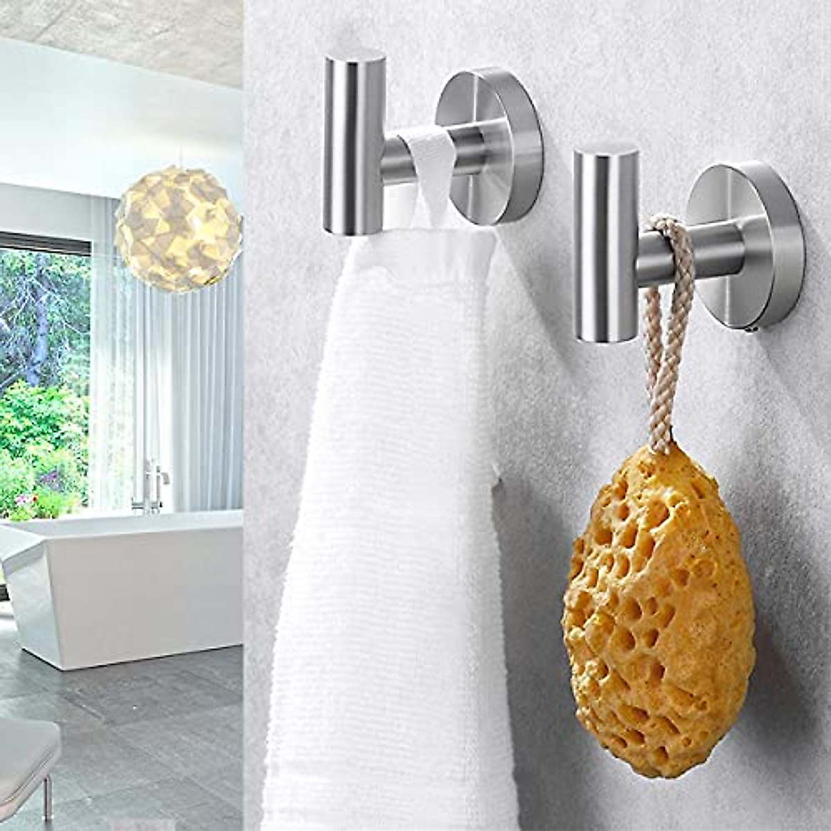 2 Pack Bathroom Wall Towel Hooks, Veriya Heavy Duty Robe Coat Clothes Hook Holder for Bathroom Kitchen Garage Hotel Wall Mounted SUS304 Stainless Steel (Black)