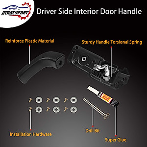ATRACYPART Interior Door Handle Kit Front Left Drivers Side | for 2007-2014 Chevy Silverado, Tahoe, Suburban, Avalanche, GMC Sierra, Yukon, Yukon XL, Cadillac Escalade | Replaces# 20833606, 80374