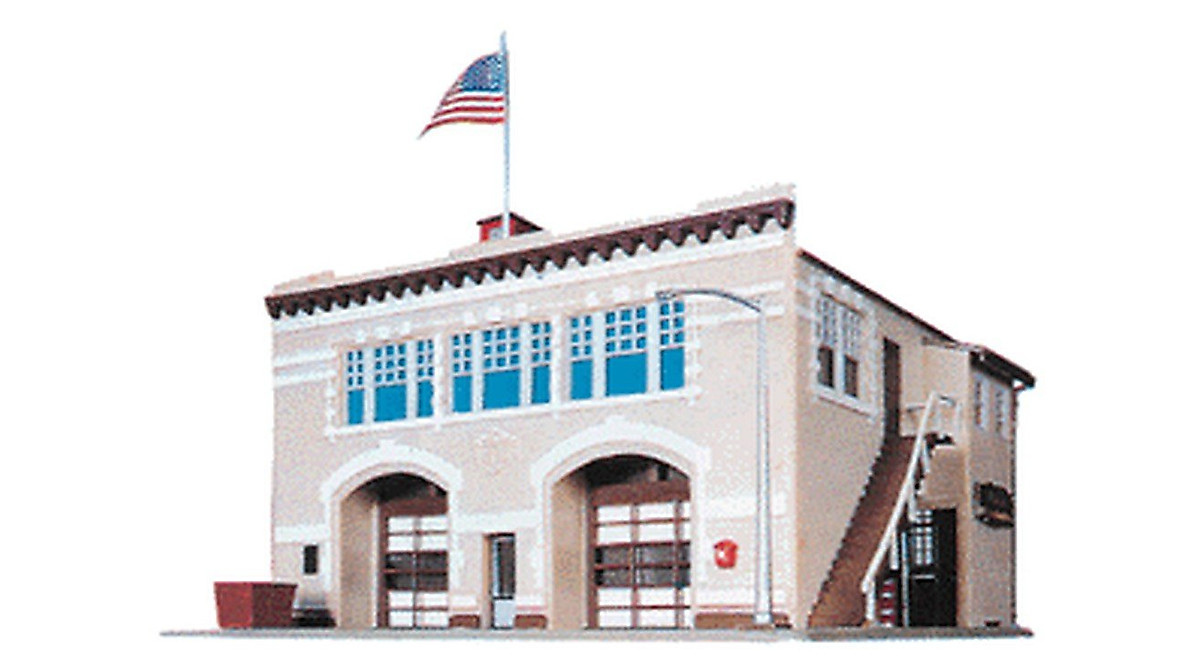Life-Like Trains HO Scale Fire House Kit for Realistic Model Railroads