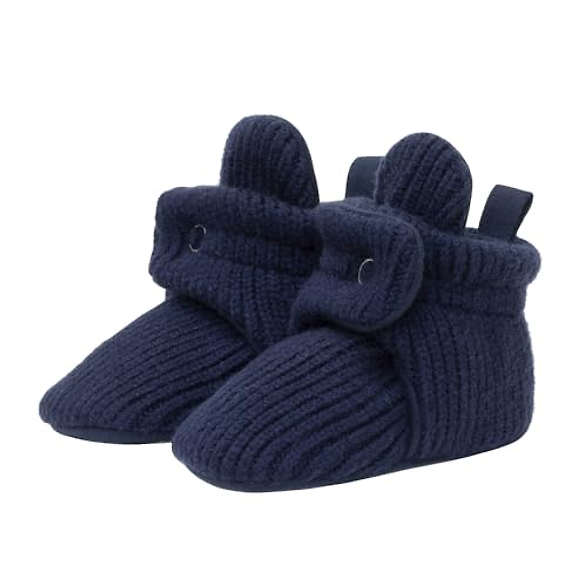 Robeez Baby Booties with Slip Resistant Soles Colby Sweater Knit Snap Booties,F23 Colby Navy,12-18 Months