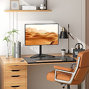 WALI Single Monitor Stand, Adjustable Monitor Stand for One Screen up to 32inch, Universal Freestanding Monitor Stand for hp acer lg Monitor with monting Holes 75 to 100mm (MF001),Black