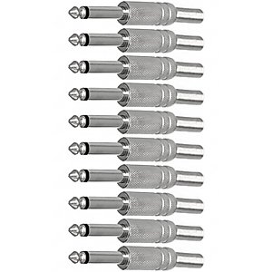 CESS 1/4 Inch TS Audio Phono Tone Male Plug Cable Connector - 1/4" 6.35mm TS Guitar Cable Plug (jcx) (10 Pack)