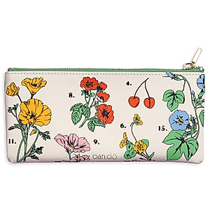 ban.do Get it Together Pen and Pencil Case, Small Zipper Pouch for Office/Art Supplies, Travel Toiletries, Makeup, Botanical Cream