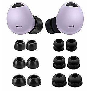 A-Focus Galaxy Buds 2 Pro Ear Tips【Double Flange & Memory Foam Tips】, L/M/S Replacement Noise Canceling Earbuds Wings Compatible with Beats Studio Buds/Fit Pro, 214523 [6 Pairs] Black