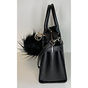 Kate Spade New York Staci MD Satchel bundled with matching Slim Bifold Wallet and Fur Pom (Black)