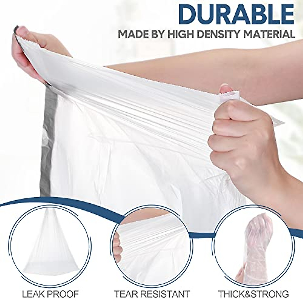 480 Count Small Trash Bags 4 Gallon Thicken Drawstring Trash Bags Plastic Garbage Bags Trash Can Liner 15 Liter for Bathroom Restroom Bedroom Office Toilet (Gray)