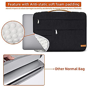 KINGSLONG 16 inch Laptop Sleeve Bag, Slim Lightweight Multiple Pockets Computer Cover Notebook Ultrabooks Carrying Case fit for Acer Asus Dell Lenovo HP Toshiba, Black