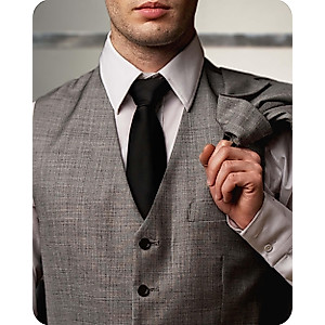 boxed-gifts Clip on Ties for Men - Premium Black Solid Color Clip on Tie