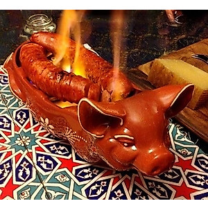 Ceramica Edgar Picas Vintage Portuguese Traditional Clay Terracotta Sausage Roaster Made In Portugal Happy Pig