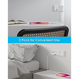 【2 Pack】 20W USB C Wall Charger for iPhone Charger Block with PD 3.0 USB C Adapter Fast Charging for iPhone 14/14 pro/14 plus/14 pro max/13/12/11/SE/XR/8, iPad Pro/Mini, Galaxy, Pixel 4/3 and More