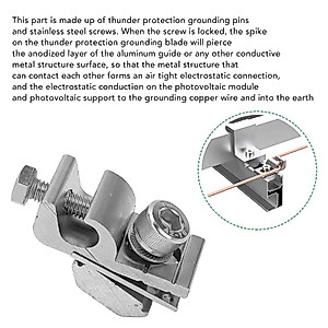 Solar Panel Grounding Clips Set 10Pcs, Solar Panel Photovoltaic On Coupling Earthing Ground Lug, Solid Aluminum and Stainless Steel Ground Clamp with Lay in Lug for Bare Wire Pipe