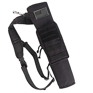 KRATARC Archery Lightweight Back Arrow Quiver Dual Use Foldable Compact Hip Arrows Bag with Molle System Pocket Hanged for Target Shooting Hunting (Black)