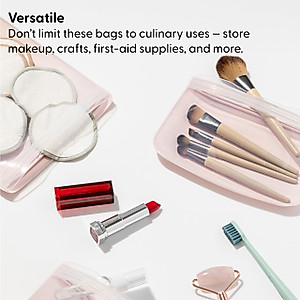 W&P Porter Snack Bag 100% Silicone Reusable Food Storage Bag | 10 oz Flat - Cream | Cook, Store, or Freeze | Easy Cleaning, Dishwasher-Safe