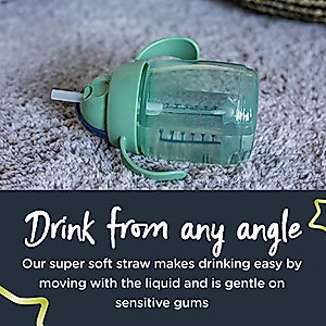 Tommee Tippee Superstar Weighted Straw Cup for Toddlers, 6m+, 10oz, 2 Pack Leak and Shake-Proof, Antimicrobial Technology, Green