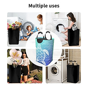 Duduho Sea Turtle Ocean Animal Laundry Basket with Handles Laundry Hamper Toys Storage Organizer Foldable Bucket Washing Bin Dirty Clothes Bag for Home Bathroom Bedroom Dorm