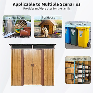 Ball & Cast 6x5ft Metal Outdoor Storage Shed with Sliding Lockable Door and Transparent Plate,Steel Garden Sheds W/Sloped Roof and Foundation,All Weather Waterproof Tool House,for Lawn,Garden,Coffee