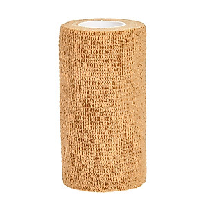 Juvale 6-Rolls Self Adhesive Bandage Wrap, Vet Tape - 4 in x 5 Yds Breathable, Elastic Cohesive Wrap Tape for Wrist, Swelling, Sports, Tattoo (Tan)