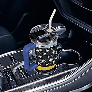 Vintage 911 Dispatcher Thin Gold Line Flag 40 Oz Tumbler Insulated Stainless Steel Water Bottle Travel Mug Car Cup with Handle And Straw