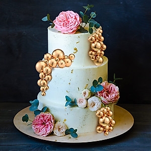 Tondiamo 108 Pcs Balls Cake Topper Balloons Cupcake Topper DIY Cake Insert Topper Foam Cake Balls Baking Decoration for Wedding Anniversary Birthday (Gold,Multi Sizes)