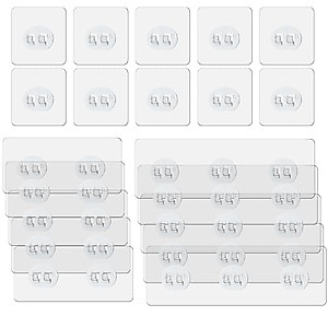 Qianyu 20Pcs Shower Caddy Adhesive Replacement No Drilling Shower Shelves Hooks Waterproof Shower Organizer Strip Transparent Strong Hanging Wall Pad for Bathroom Storage Soap Holder Kitchen Rack