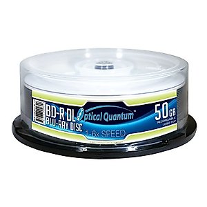 25 Pack 6X 50GB BD-R DL Blu-Ray Blank Disc Logo Top