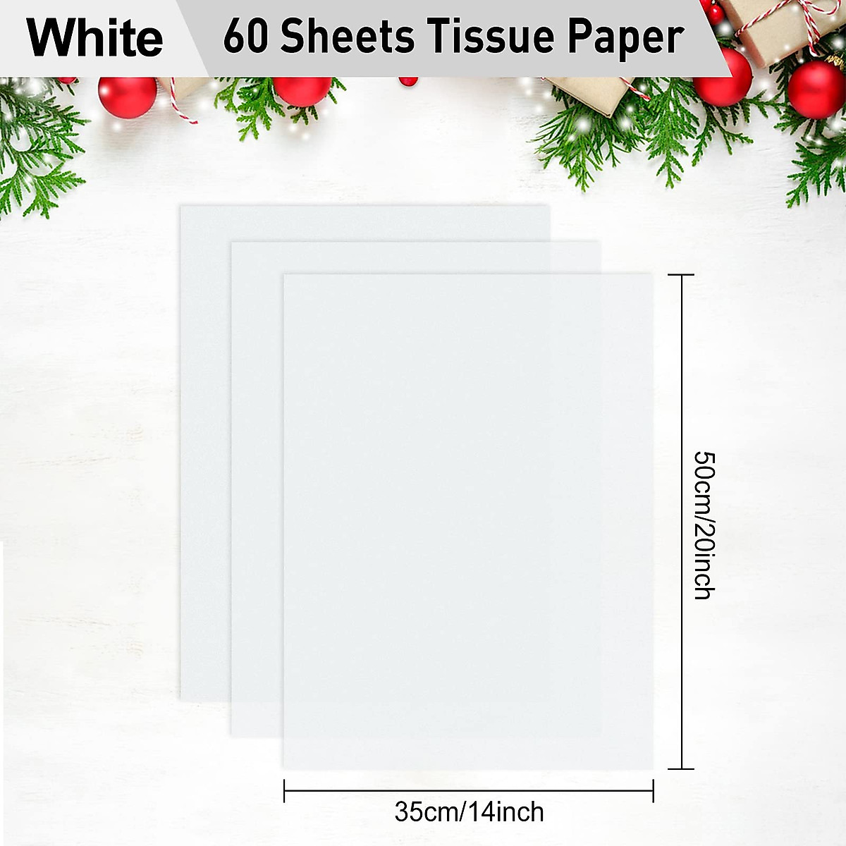 NEBURORA 60 Sheets White Tissue Paper Bundles 120 Sheets Brown Tissue Paper for Gift Wrap Filler Flower Art Crafts DIY Birthday Christmas Wedding Decor