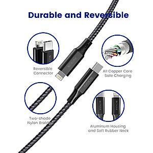 SCRUAK Extra Long iPhone Charger Cord 16Ft, 16 Feet USB C to Lightning Cable Fast Charging Nylon Braided iPhone Charger Cable for iPhone 13/13 Pro/13 Pro Max/12/11/Max/XS/XR/8, iPad, AirPods Pro