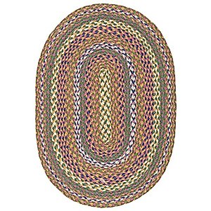 SAFAVIEH Cape Cod Collection Area Rug - 6' x 9' Oval, Green & Pink, Handmade Braided Jute, Ideal for High Traffic Areas in Living Room, Bedroom (CAP241Y)