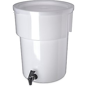 CFS Plastic Round Beverage Dispenser, 5 Gallons, White