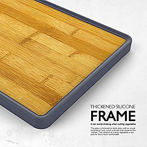 Double Sided Cutting Boards for Kitchen - Large Bamboo and Plastic Cutting Board, Dishwasher Safe Chopping Board, Reversible used for Meat, Veggies, Fruits, Easy Grip Handle, Non-Slip (BPA FREE)