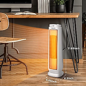 PELONIS PHTPU1501 Ceramic Tower 1500W Indoor Space Heater with Oscillation, Remote Control, Programmable Thermostat & 8H Timer, ECO Mode, Tip-Over Switch & Overheating Protection, White