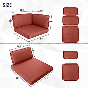 Incbruce 14 Piece Outdoor Patio Cushion Covers Replacement, Outdoor Cushion Slipcovers (6 Seat Covers,4 Back Covers, and 4 Side Covers) with Zipper for Outdoor Furniture, Patio Sofa Couch(Orange)