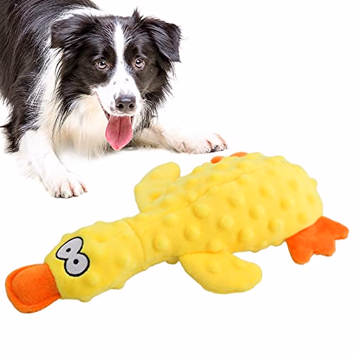 Qmisify Stuffed Duck Dog Toy - Puppy Squeaky Toys | Stimulate Appetite Duck Dog Toy, Squeaky Pet Toy, Plush Dog Chew Toy for Large Dogs